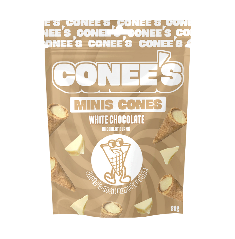 CONEE'S / MINI CONES CHOCOLAT BLANC / 16 x 80g – Coja Snacks